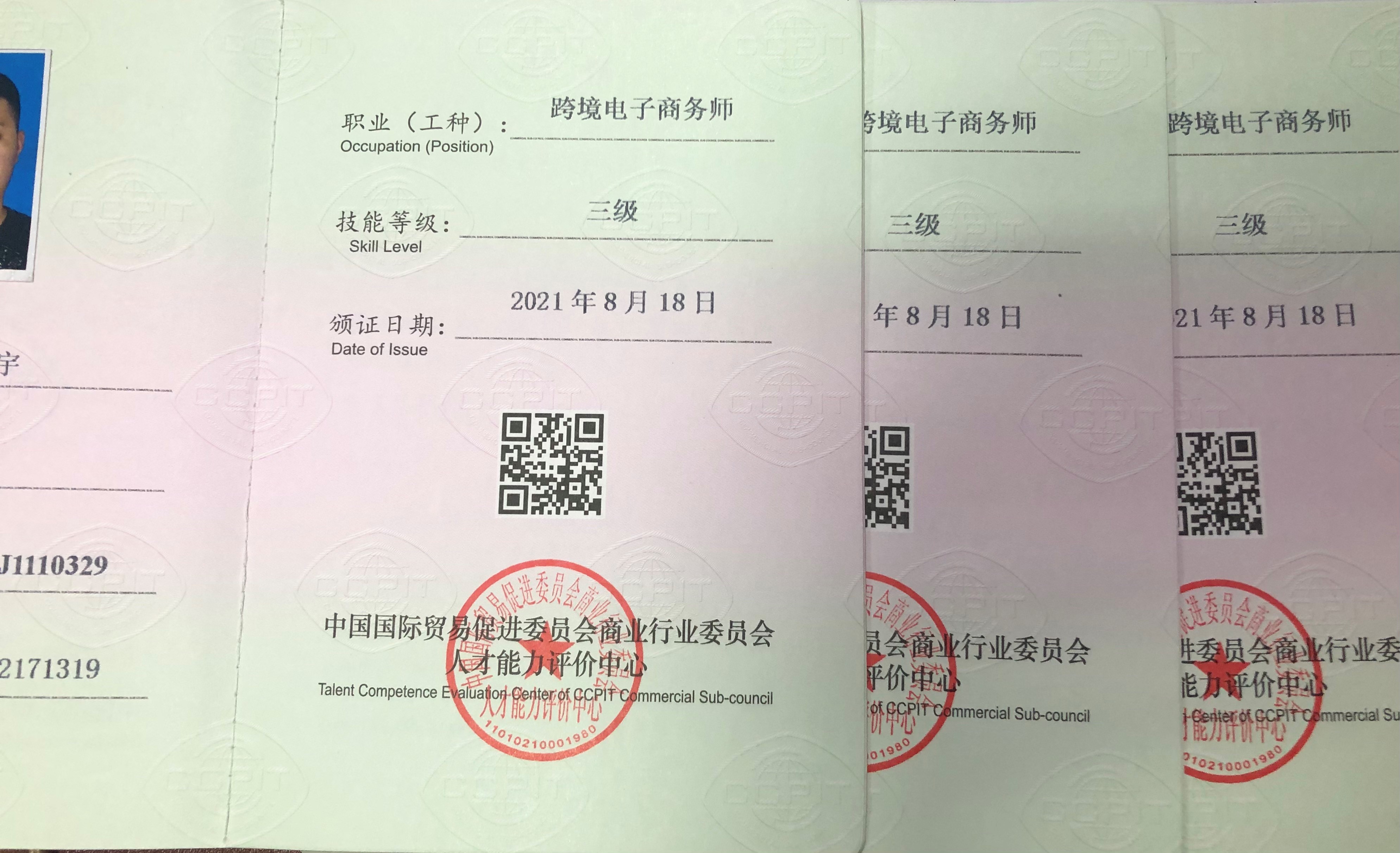 经管学院国贸专业16位同学获得《跨境电子商务师(三级)》职业技能证书 经济与管理学院